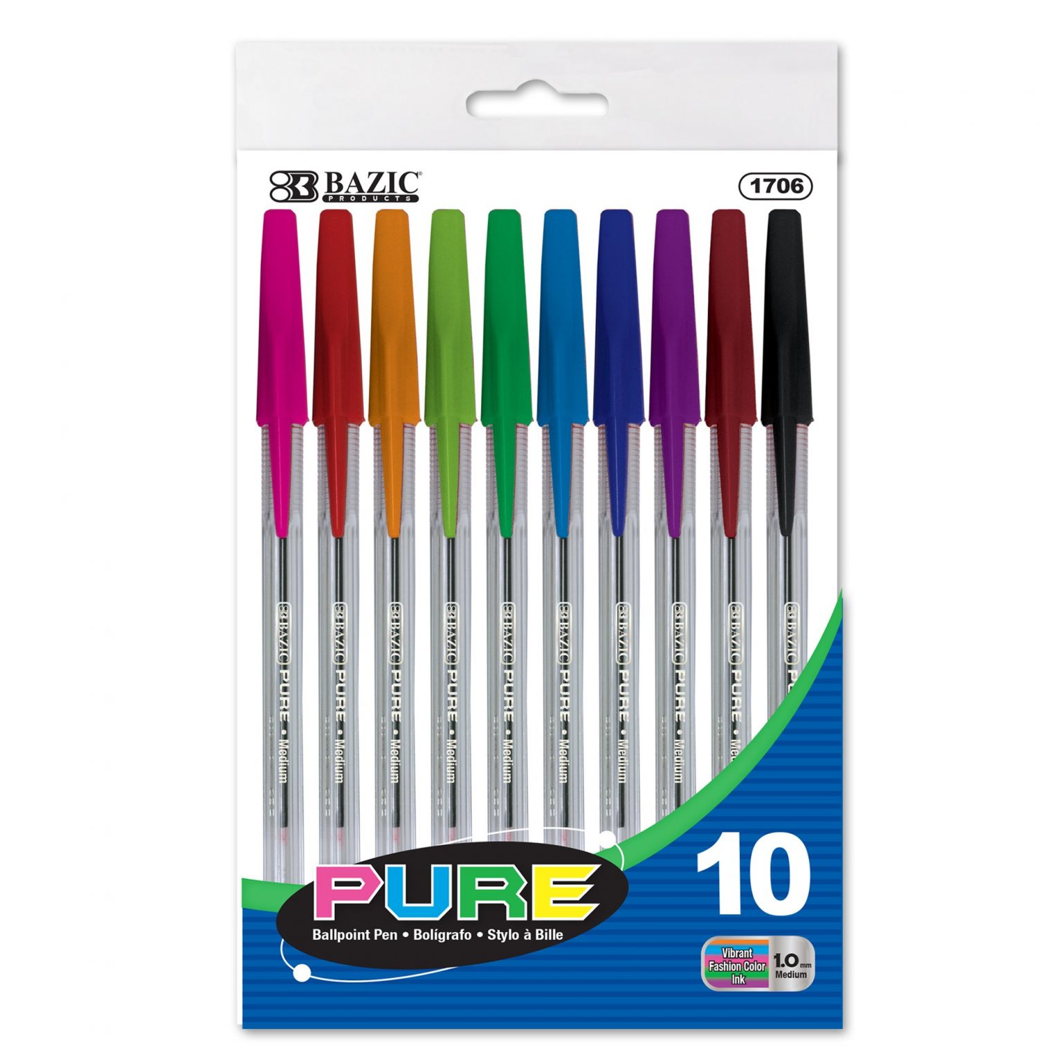10 Pure Neon Color Stick Pen - Crown Office Supplies