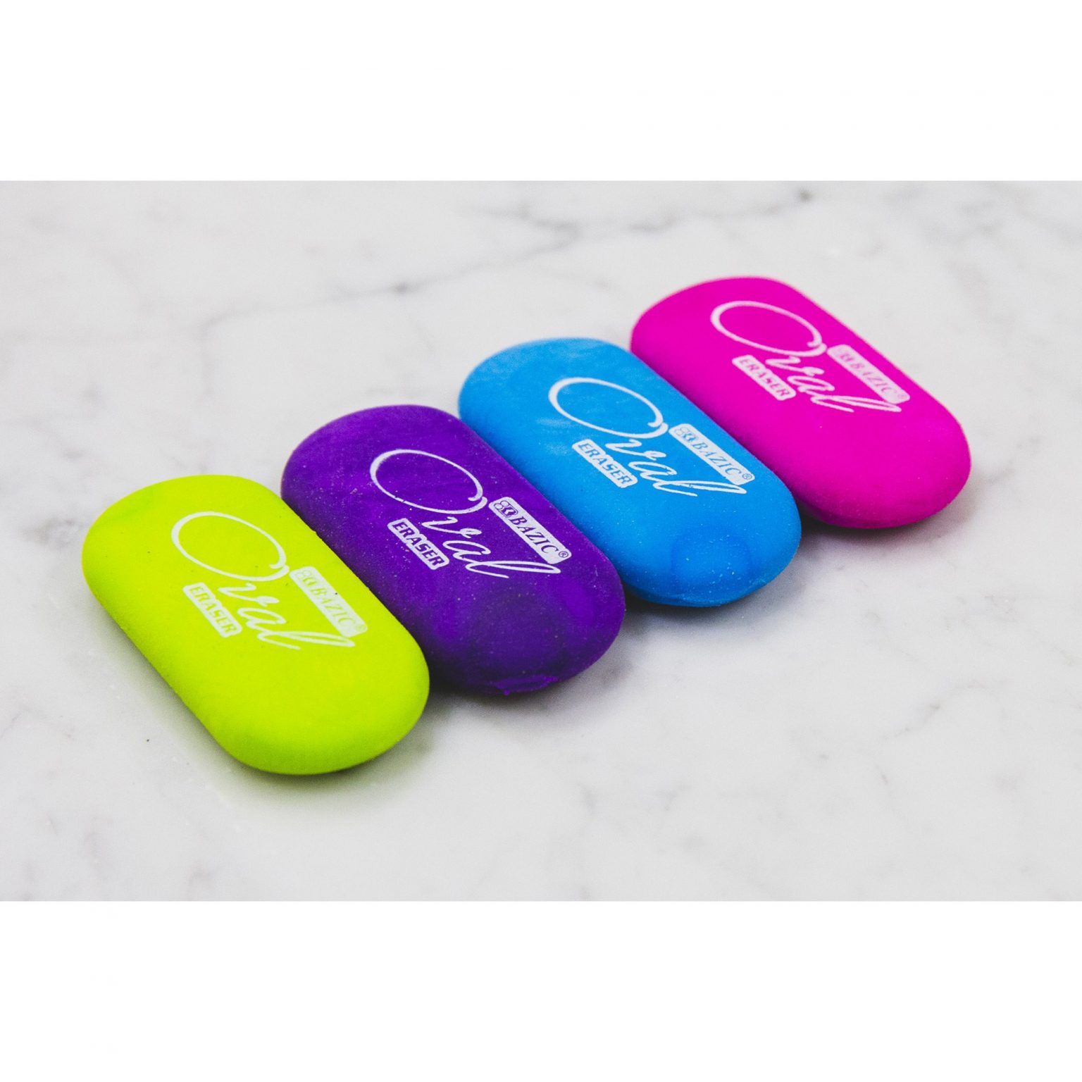 Bright Color Oval Eraser (4/Pack) - Crown Office Supplies