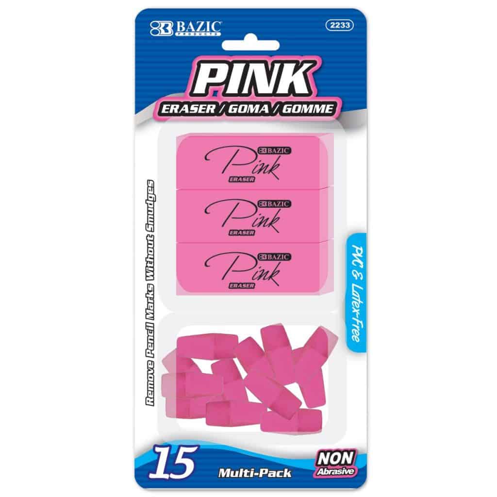 Pink Eraser Sets ( 15/Pack) - Crown Office Supplies