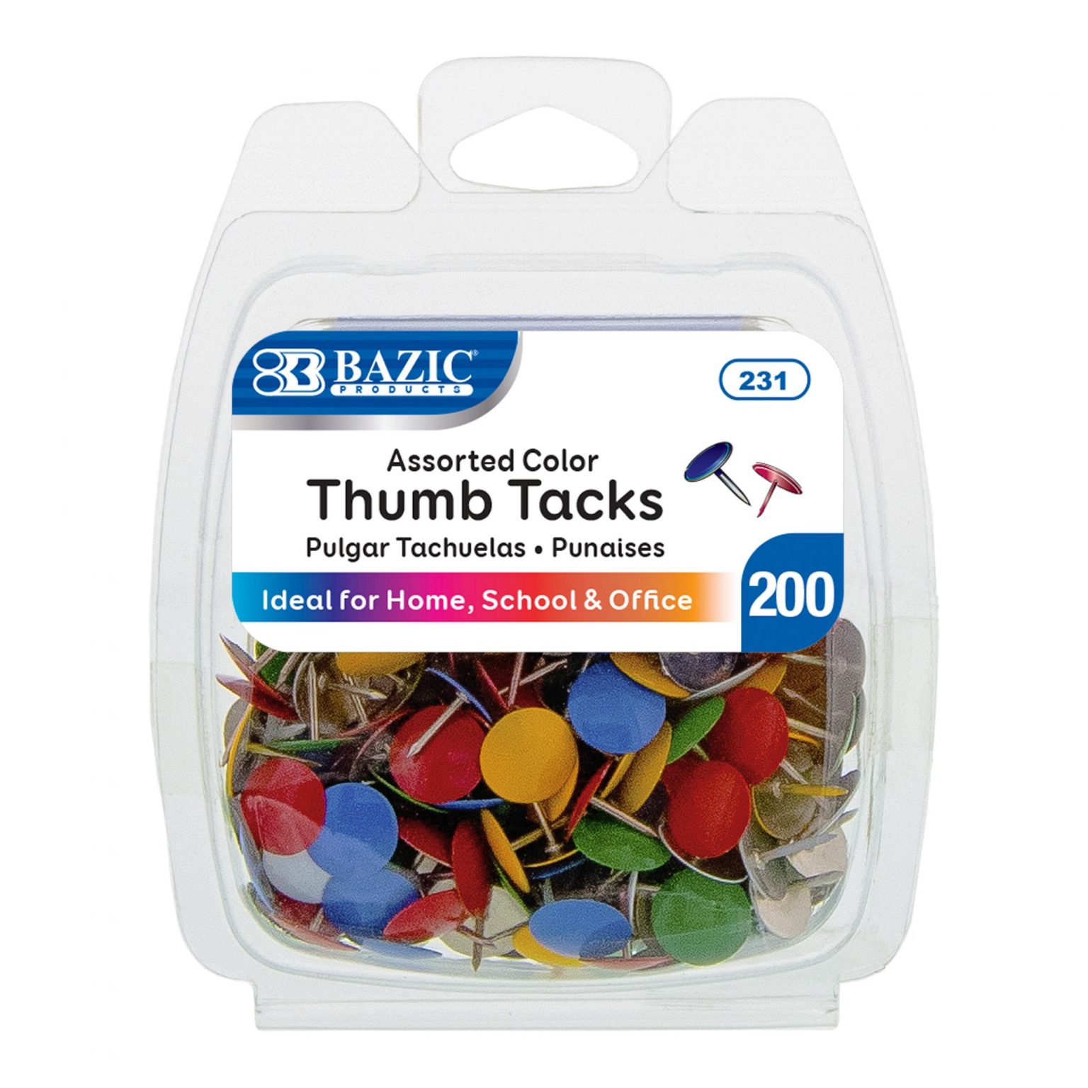 Assorted Color Thumb Tack (200/Pack) - Crown Office Supplies
