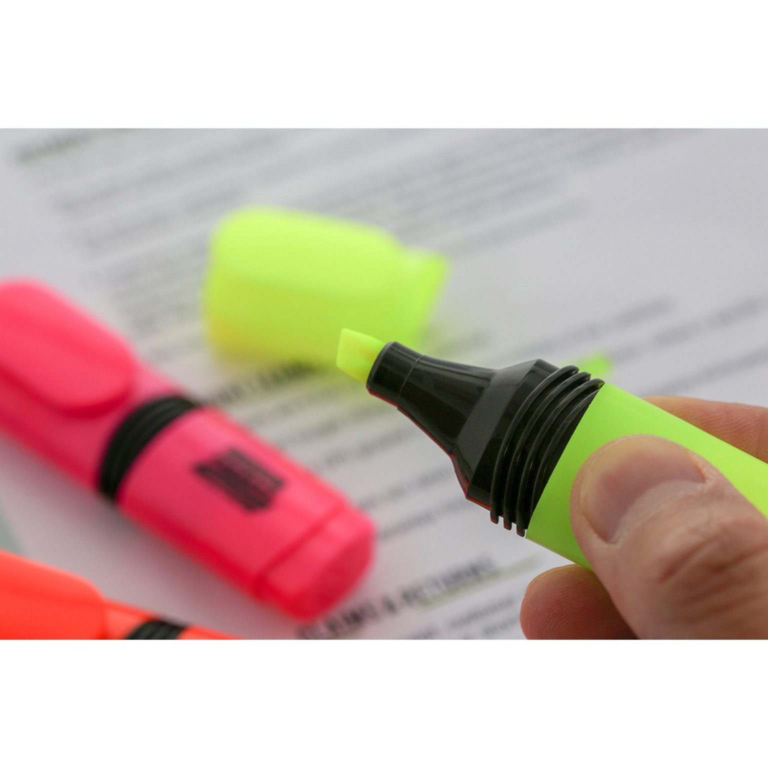 Mini Desk Style Fluorescent Highlighters (4/Pack) - Crown Office Supplies