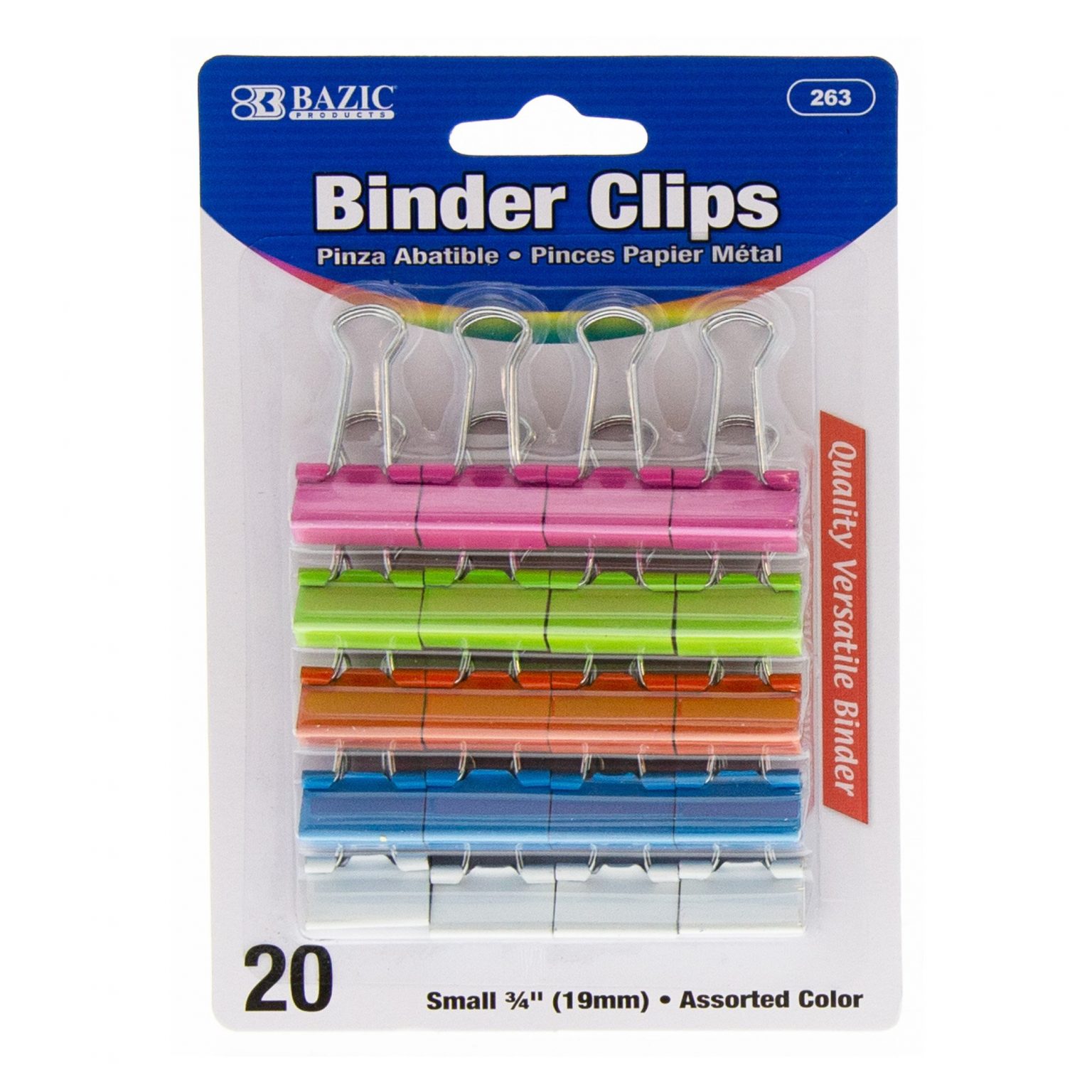 Small 3/4" (19mm) Assorted Color Binder Clip (20/Pack) - Crown Office ...