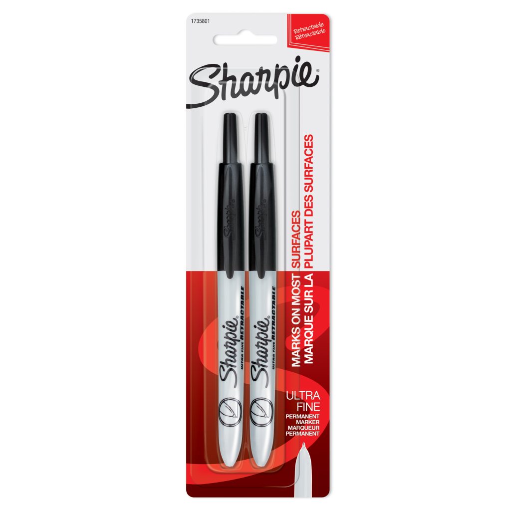 Sharpie Retractable Permanent Markers, Ultra Fine Tip, 2 Count - Crown ...