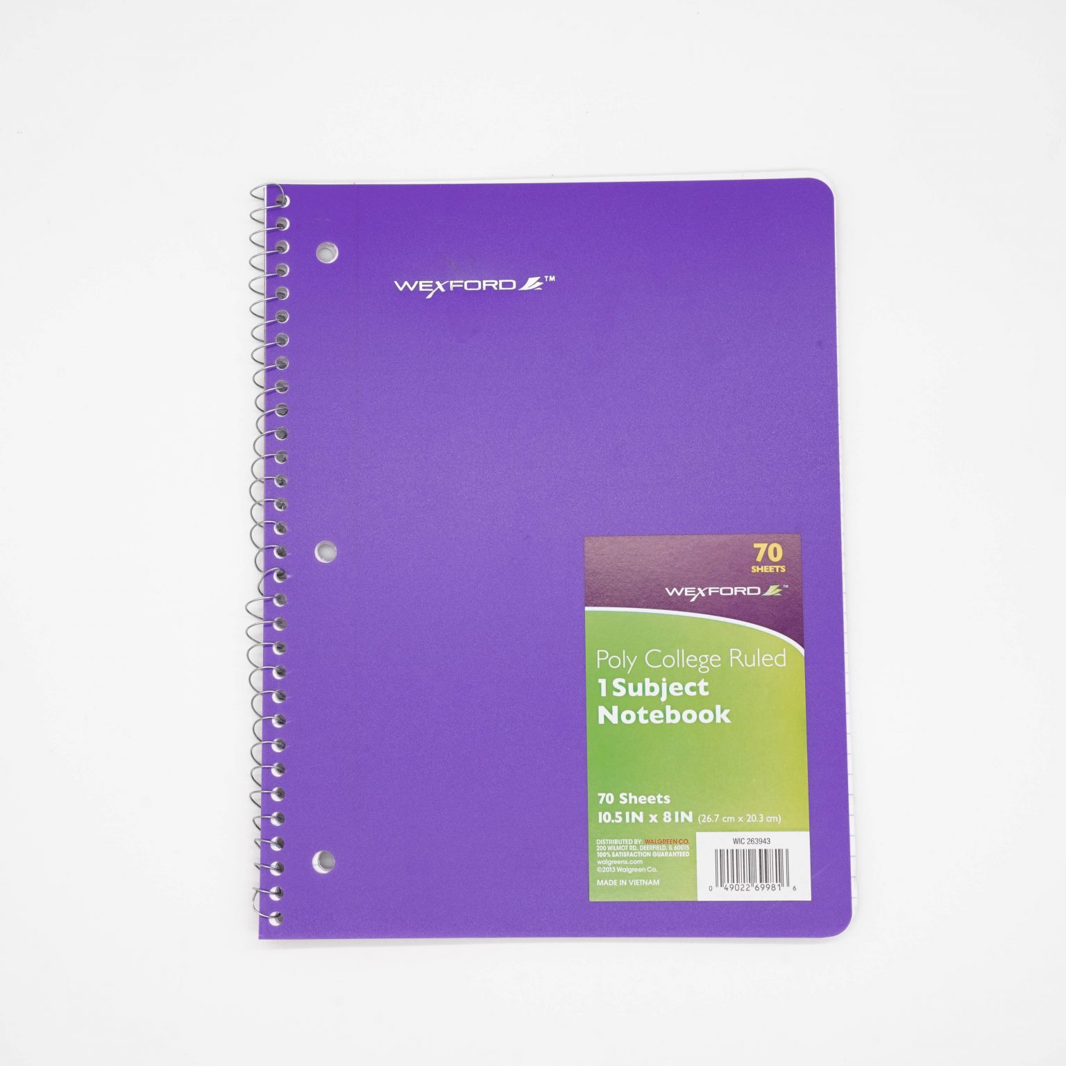 Wexford 1 Subject Spiral Notebook Poly College Ruled - Assorted Colors ...
