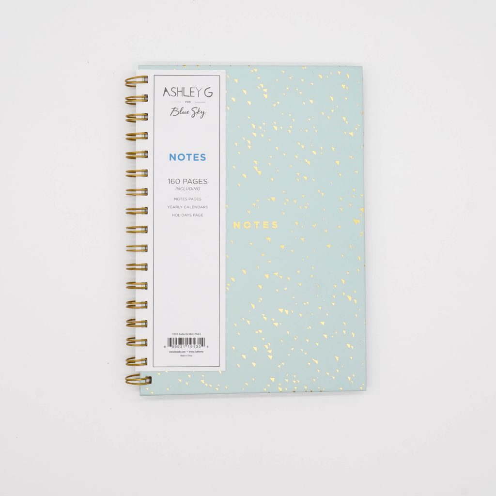 Blue Sky -Cute Small Notebook Green/Gold 160 Pages - Crown Office Supplies