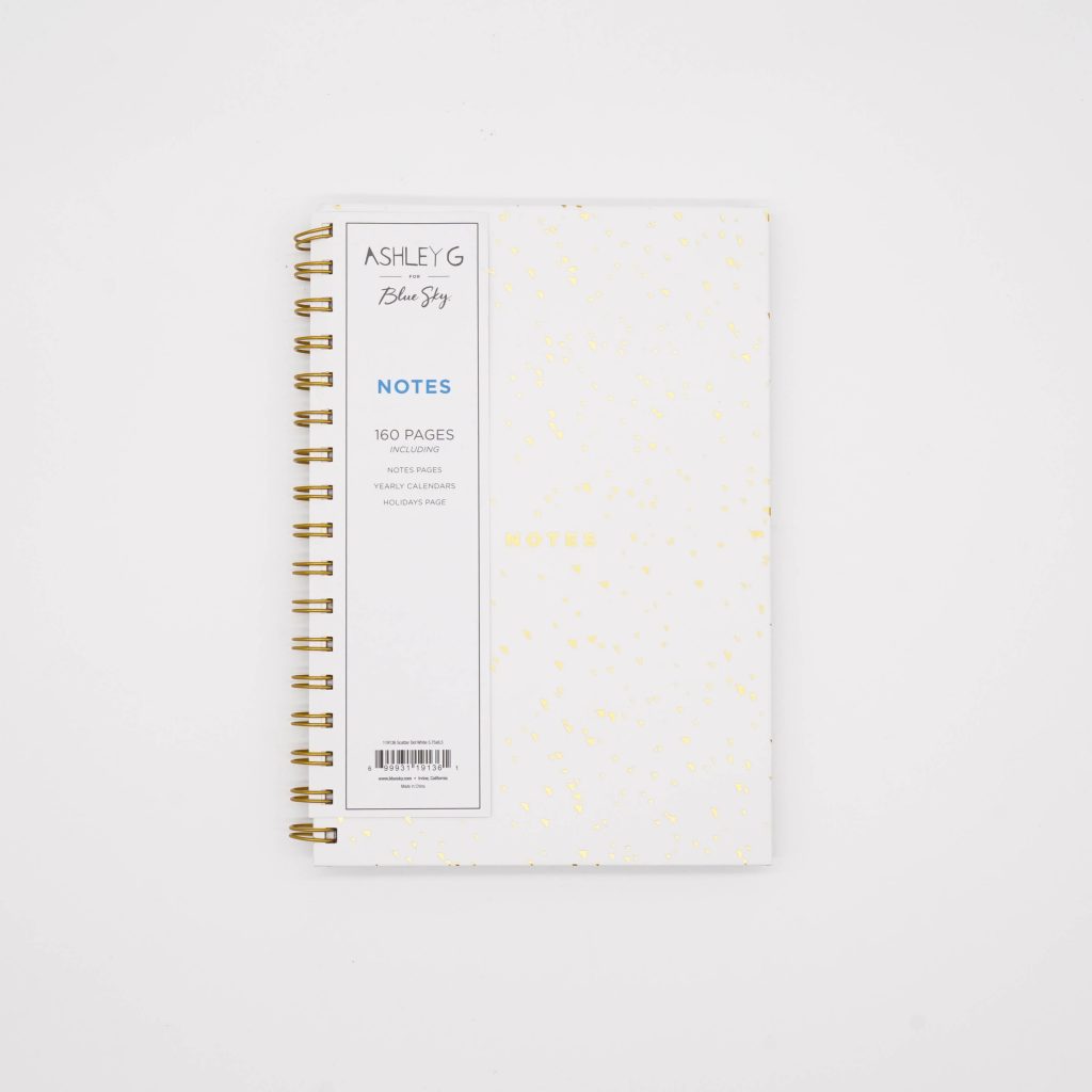Blue Sky -Cute Small Notebook White/Gold 160 Pages - Crown Office Supplies