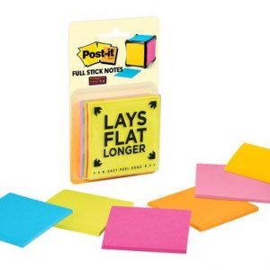 Post-it Full Stick Notes, 3" X 3" Lays Flat Longer - Crown Office Supplies