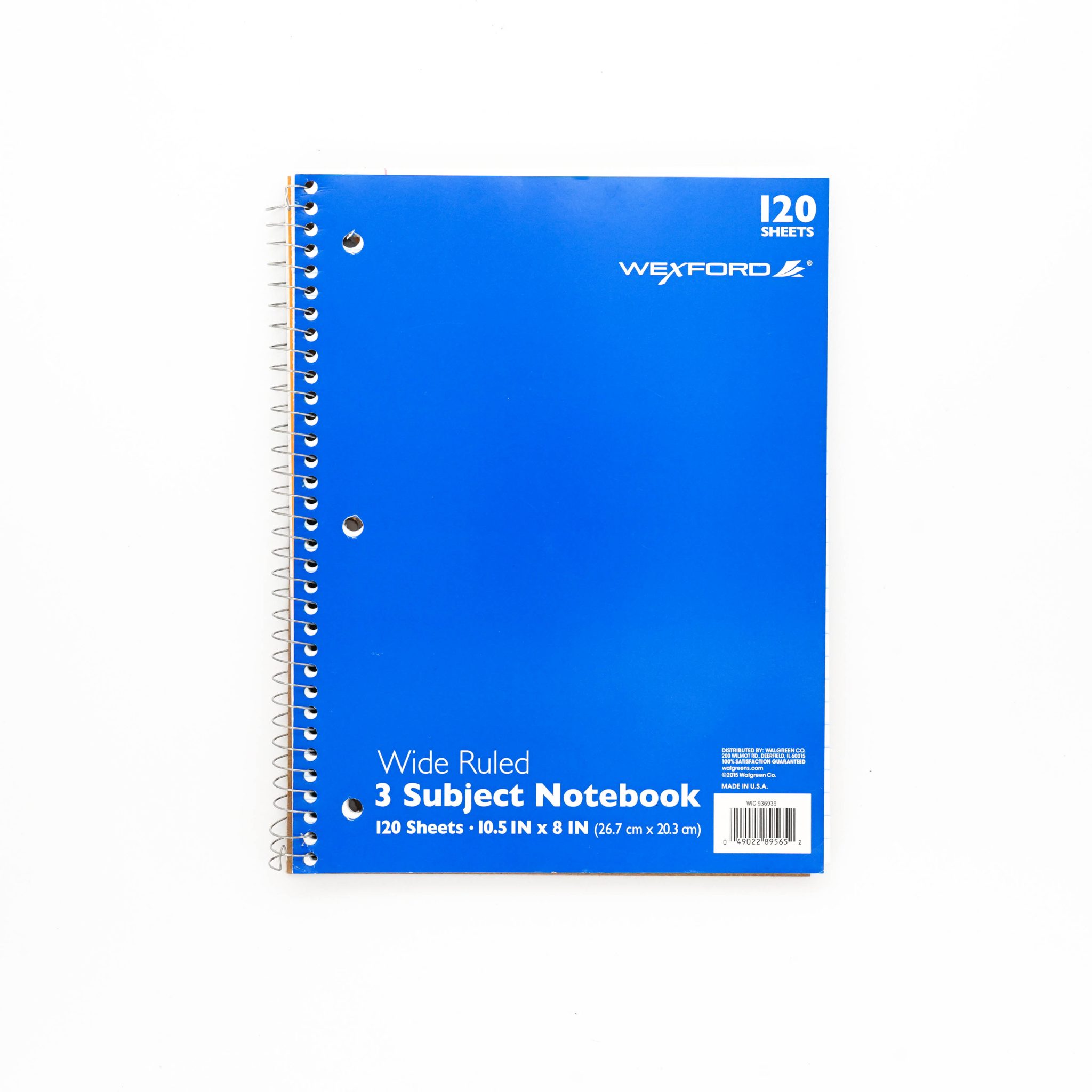 Wexford 3 Subject Spiral Notebook Wide Ruled - Assorted Colors - Crown ...