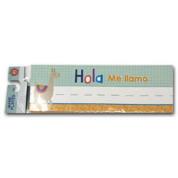 “Hola Me Llamo” Name Plates 30ct – Assorted Designs – Crown Office Supplies