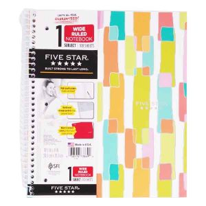 Five Star 1 Subject Wide Ruled Spiral Notebook - Assorted Blue, Orange ...