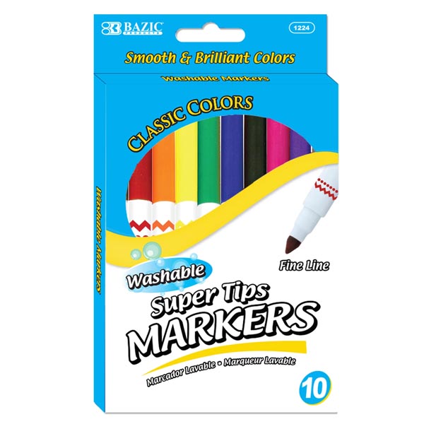 10 Color Super Tip Washable Markers - Crown Office Supplies