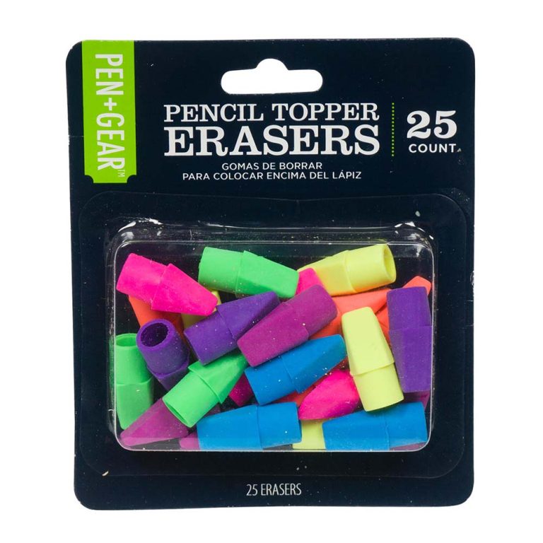 25 Piece Pencil Topper Erasers- Assorted Colors - Crown Office Supplies