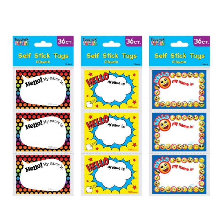 "HELLO my name is" Name Badge Label (36/Pack) Assorted Designs - Crown ...