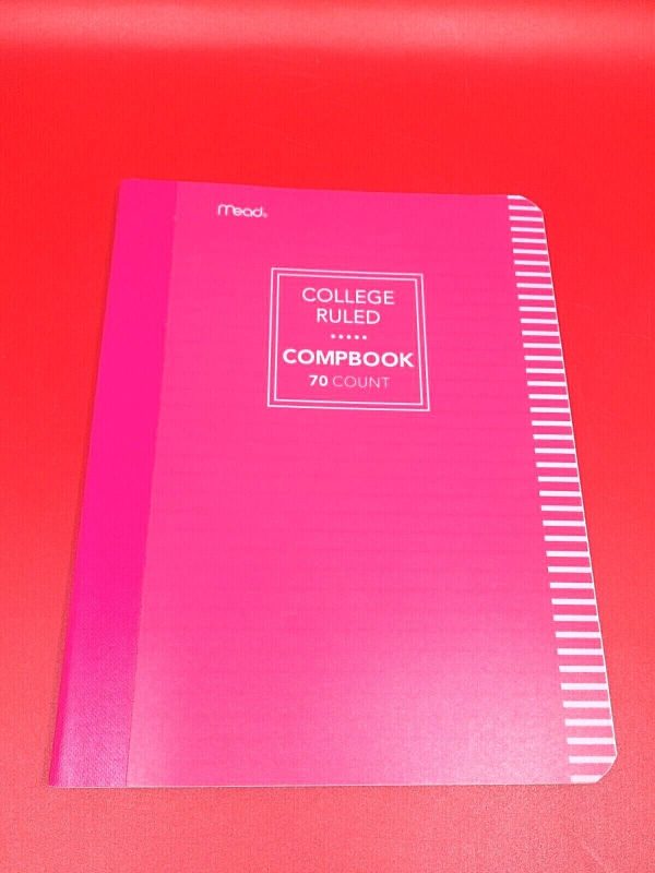 Pink Mead Composition/Notebook 70 Sheets College Ruled - Crown Office ...