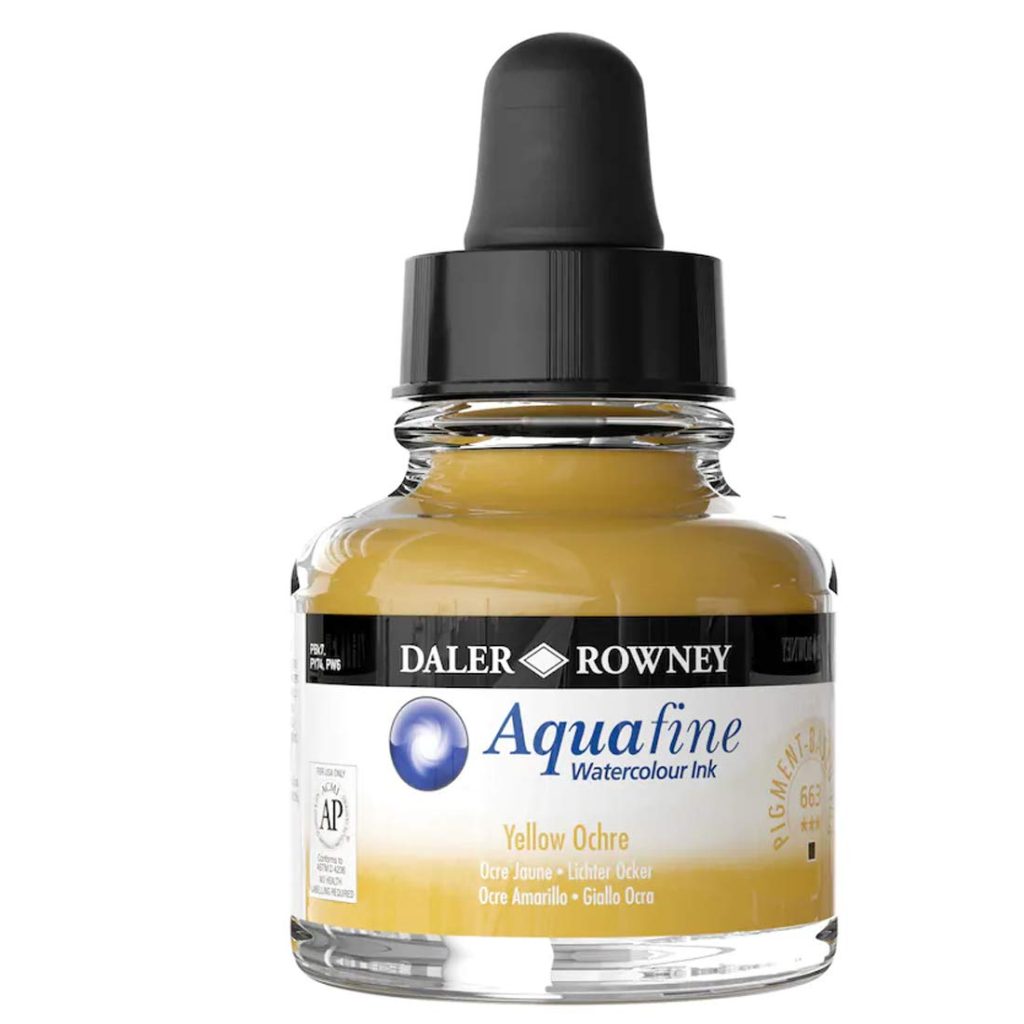 Daler Rowney Aquafine Watercolor Ink Yellow Ochre - Crown Office Supplies