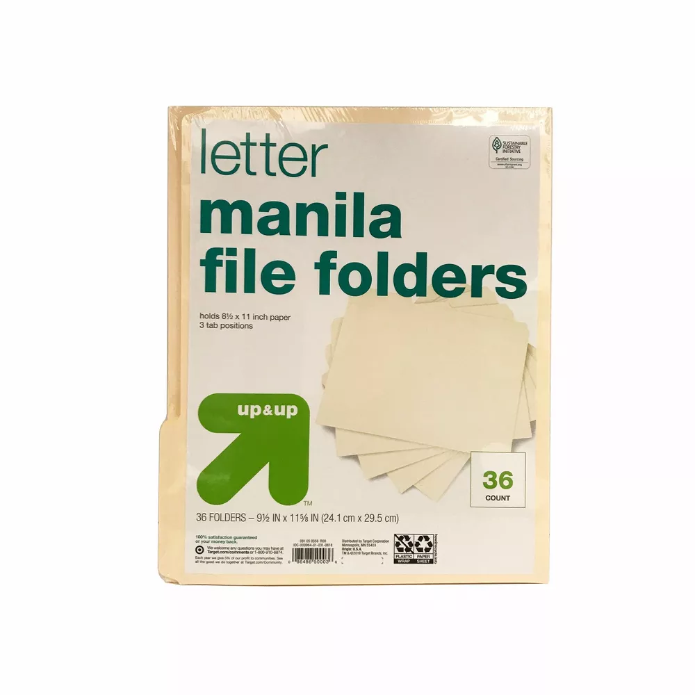 36ct Manila File Folders - up & up™ - Crown Office Supplies