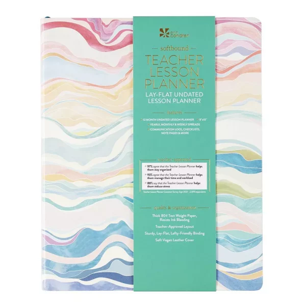 Undated 12 Month Teacher Lesson Planner Softbound 8"x10" Colorful ...