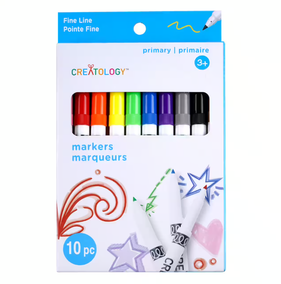 Creatology - Primary Fine Line Marker Set - 10 PC - Crown Office Supplies