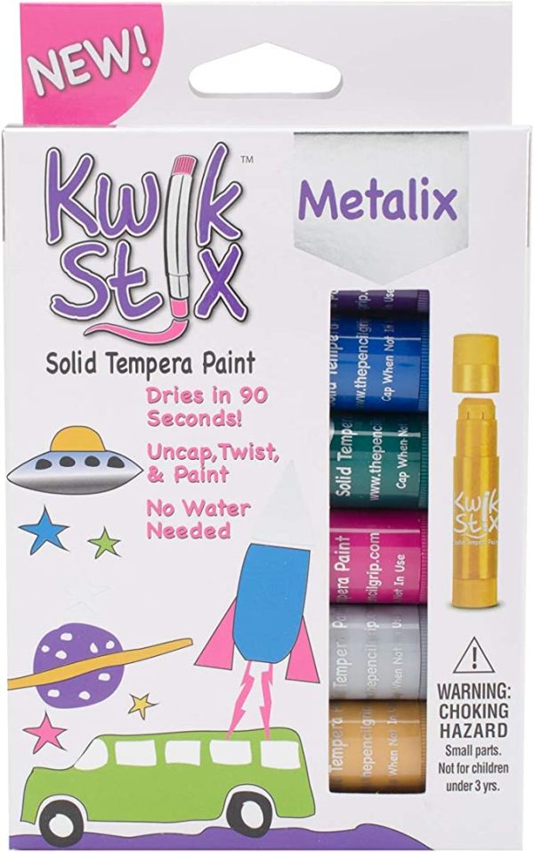 Kwik Stix - Solid Tempera Paint - 6 Metalix Colors - Crown Office Supplies