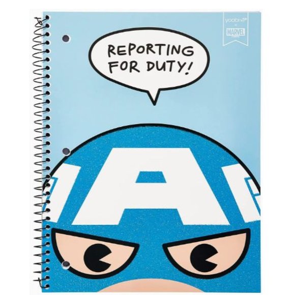 Yoobi Marvel Captain America – College Ruled 1 Subject Spiral Notebook ...