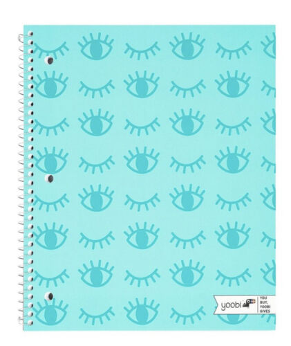 Yoobi - College Ruled 1 Subject Spiral Notebook - Aqua Eyes - Crown ...