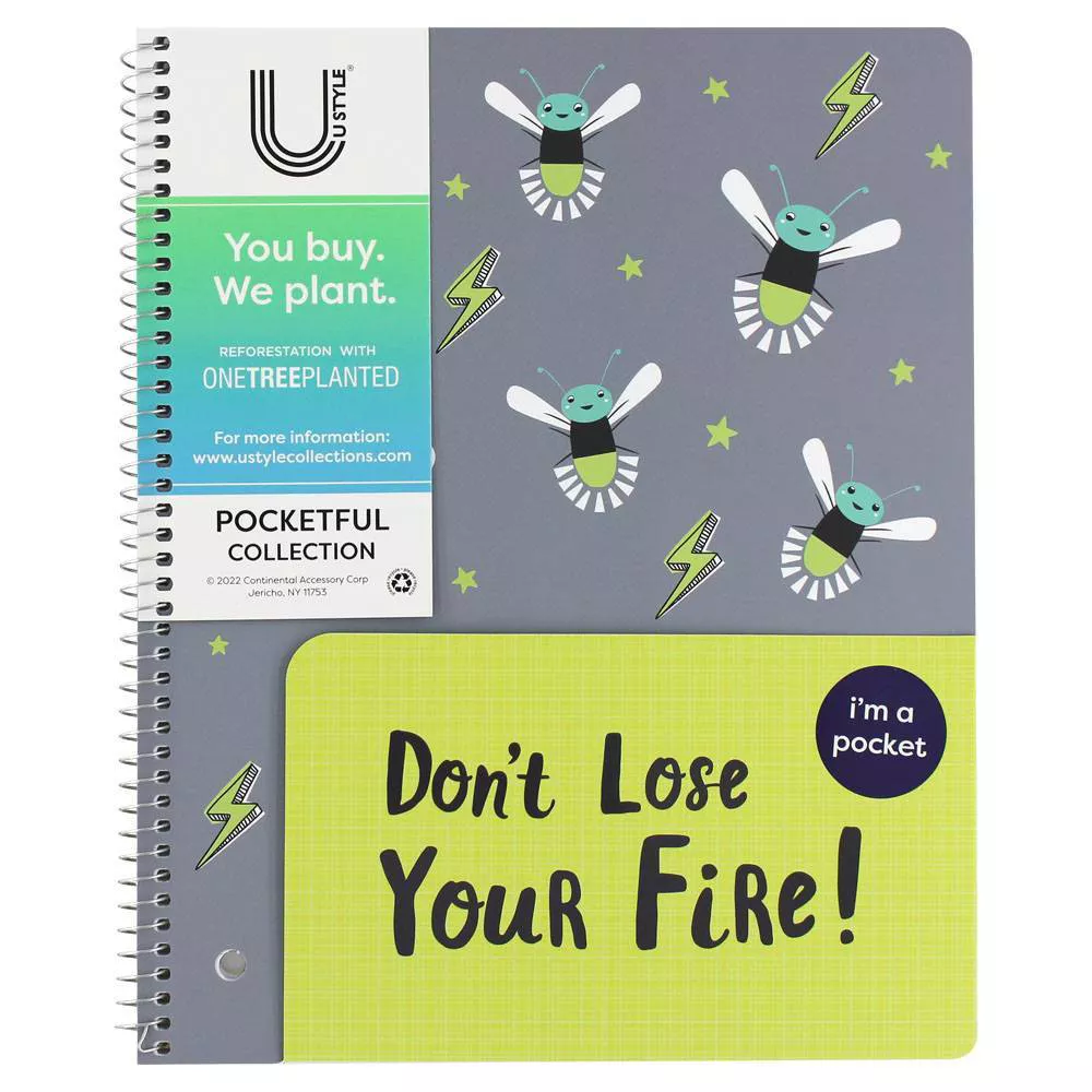 U-Style - Wide Ruled 1 Subject Spiral Notebook Pocketful - Don`t Lose ...