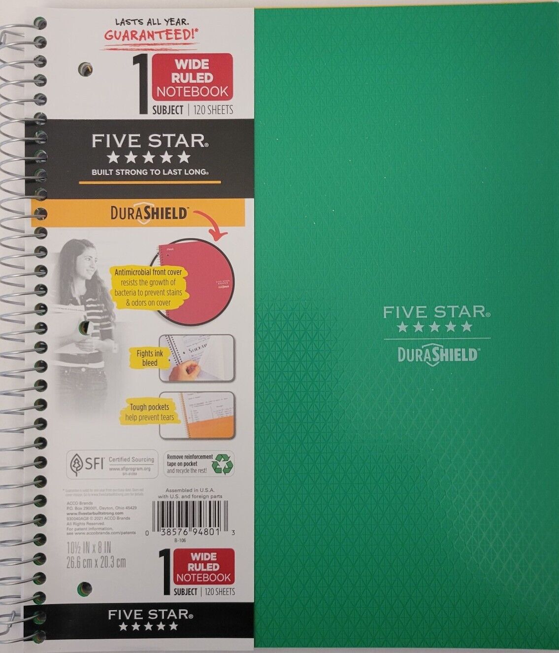 Five Star Durashield – Wide Ruled – 120 Sheets – Assorted Colors - Crown Office Supplies