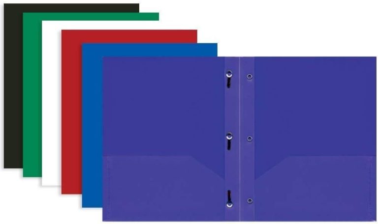Bazic 2 Pocket Poly Portfolio with Prongs, 11.5 x 9.5 Inches, Assorted ...
