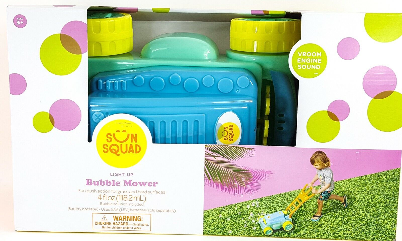 Sun Squad Light Up Bubble Mower Kids Pretend Push & Play Toy w/ Engine ...